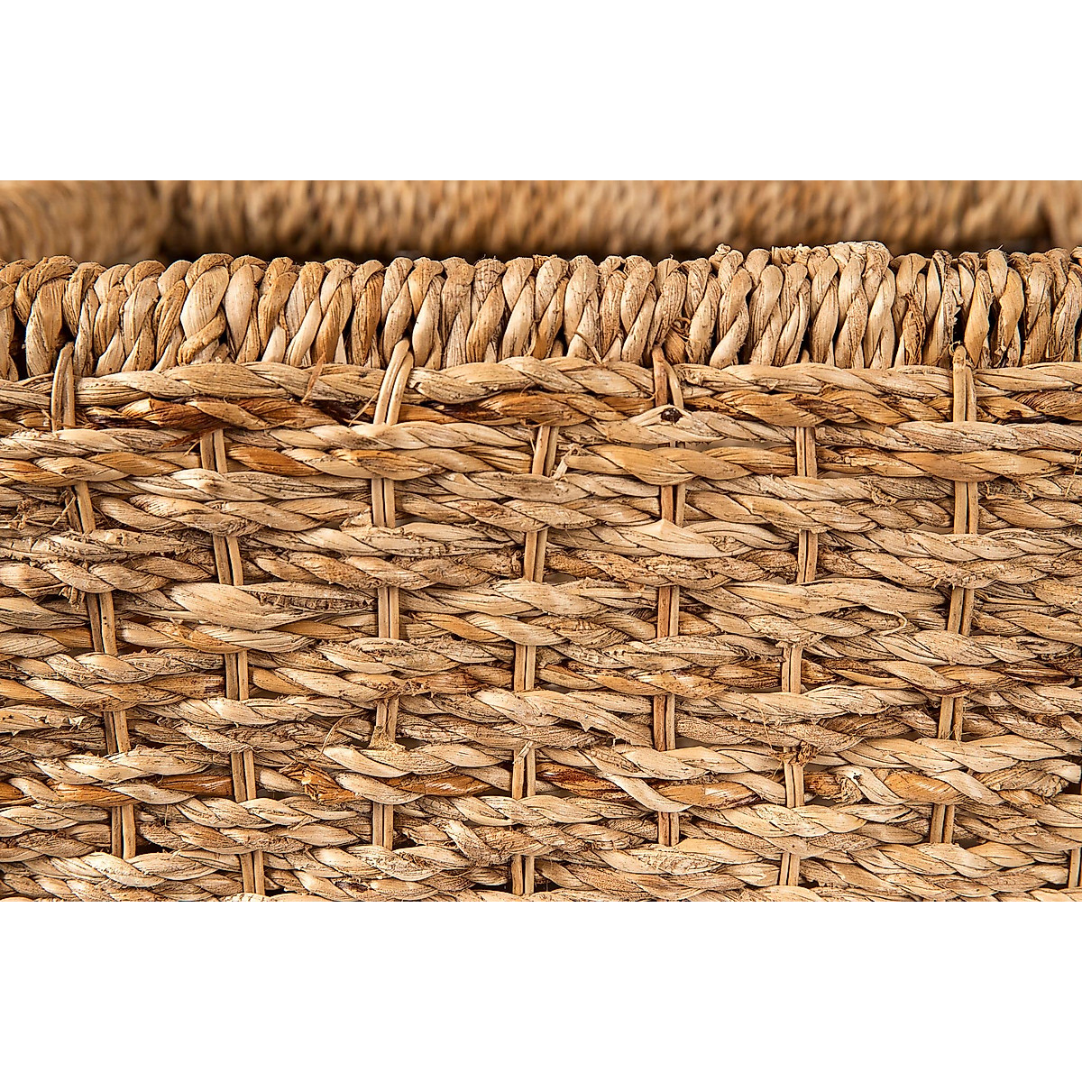 Wholestory Collective Handwoven Wicker 35" Banana Leaf Rattan Storage Trunk and Chest Seagrass XL Organizers with Lid, Natural Color with Handles
