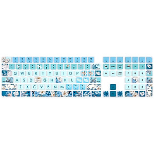 WSLUCKO Keyboard Cover Skin for 2021 New Apple iMac Magic Keyboard (Model: A2520) with Numeric Keypad & Touch ID, Cute Printing Silicone Keyboard Protector,Peony