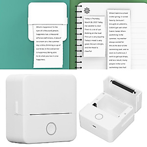 Mini Thermal Printer, Student Mini Printer, Portable Pocket Tool with Paper Roll, Charging Cable, Suitable for Students