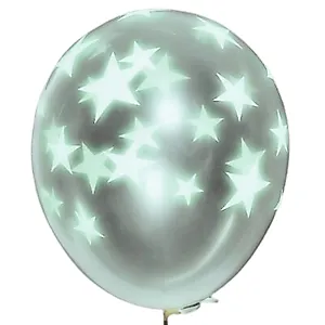 PartyMate Glow Stars Around Printed 12-Inch Latex Glo Balloons, 4-Count, Clear