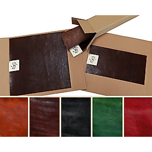 Full Grain Vegetable Tanned Tooling Leather Square 1.2-1.6mm (3-4oz) Thick Pre-Cut Cowhide Leather Sheet for Leather Crafting (6 x 12 in, Red)