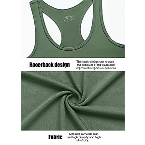 Star Vibe Racerback Workout Compression Tank Tops for Women Scoop-Neck Basic Tanks Yoga Undershirt Sleeveless Exercise Activewear Tops 4 Pack Black/White/Army Green/Black Stripe M