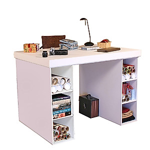 Venture Horizon Project Center Desk with Two 3-Bin Cabinets - White