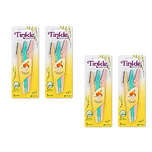 Dorco Tinkle Eyebrow Razors | 12-Pack Dermaplane Razor Set | Safe & Easy Eyebrow Trimmer & Dermaplaning Tool | Ideal for Facial Hair Removal | Perfect Beauty Gift for Spa Days | 4 Packs of 3 Each