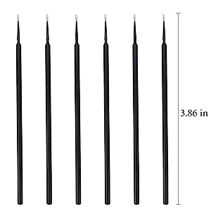 400 PCS Micro Applicator Brushes Disposable Eyelash Extension Microswab Mascara Wands Brush For Lash Remover Brush Tools Black(head diameter 1.5mm)