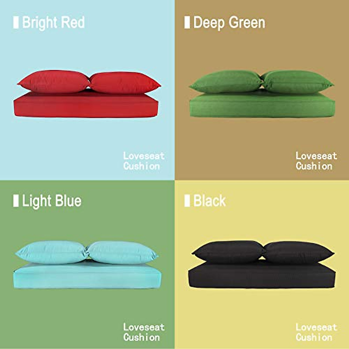 BOSSIMA Patio Furniture Cushions Comfort Deep Seat Glider Loveseat Cushion Indoor Outdoor Seating Cushions Light Blue