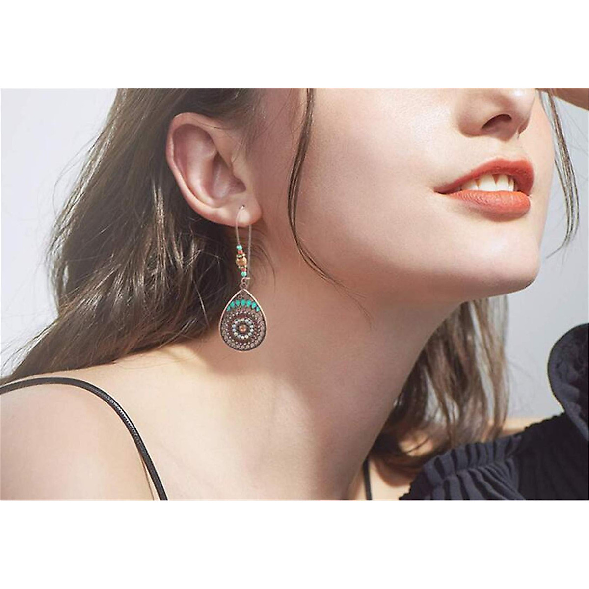 LAIMALA 7 Pairs Bohemian Vintage Dangle Earrings Retro Rhinestone Dangle Drop Earrings for Women