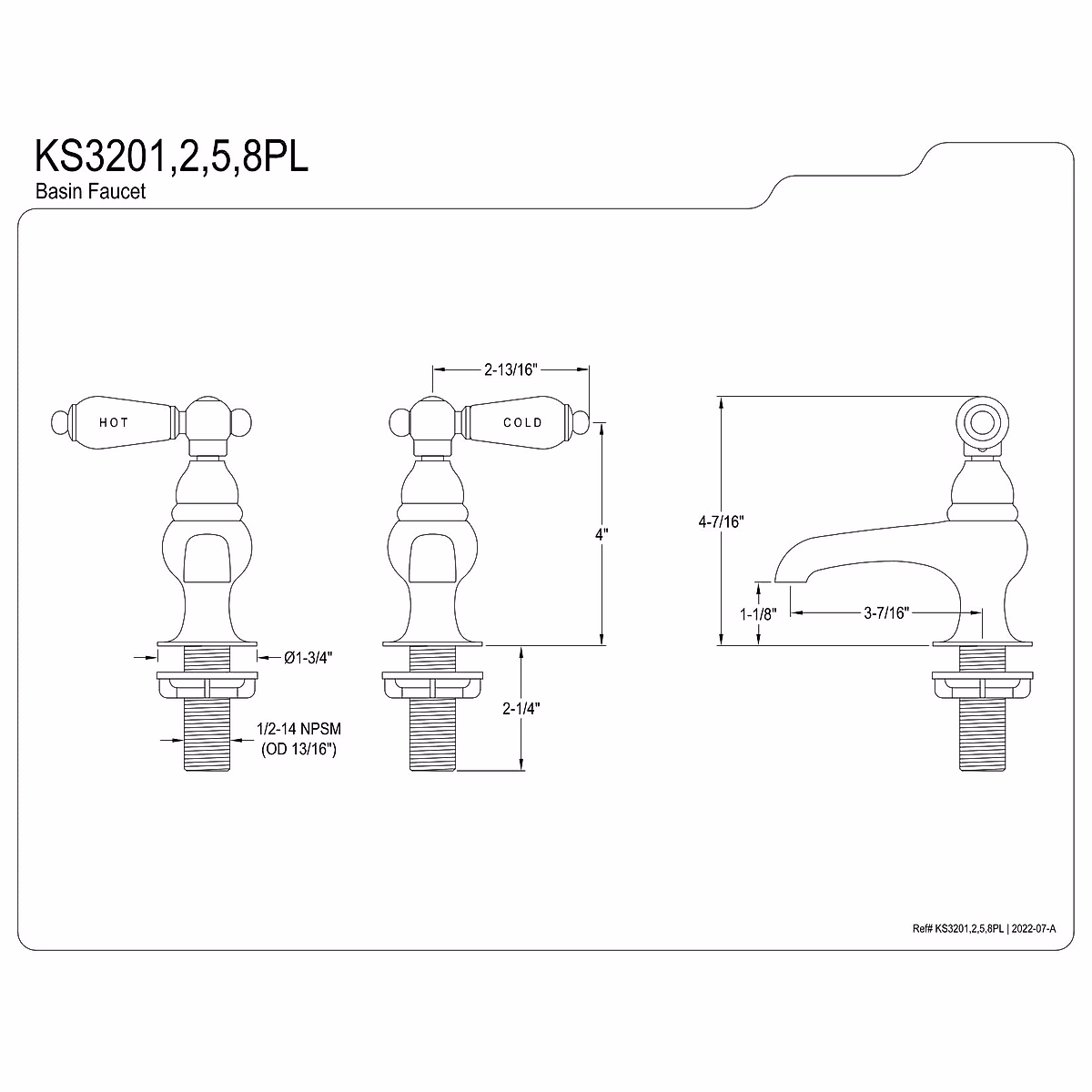 Kingston Brass KS3201PL Restoration Basin Faucet, 3-1/2-Inch, Polished Chrome