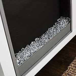 Walker Edison Modern Wood and Metal Fireplace TV Stand for TV's up to 64" Flat Screen Living Room Storage Shelves Entertainment Center, 58 Inch, White