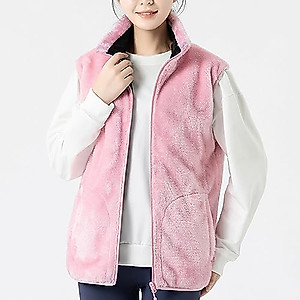 ysgfhgjw Deals Of The Day Fleece Heated Vest For Men Women 2023 Winter Casual Sleeveless Zip Up Warm Heated Vest Jacket (Not Included Battery) Pink Xxl