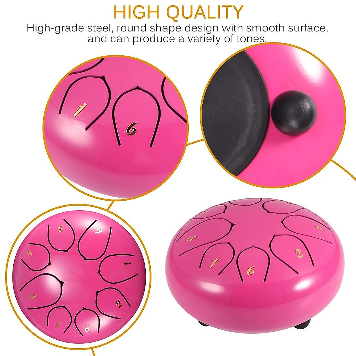 6-10 Inch Steel Tongue Drum Handpan Drum, Moontie Metal Hand Drum Kit Percussion Steel Drum Instrument with Mallets, Mallet Bracket,Tonic Sticker and Music Book