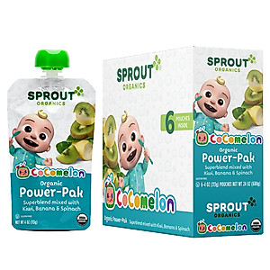 Sprout Organic Baby Food, Stage 4 Toddler Pouches, Kiwi Banana & Spinach Power Pak, Purees, 4 Ounce, Pack of 12