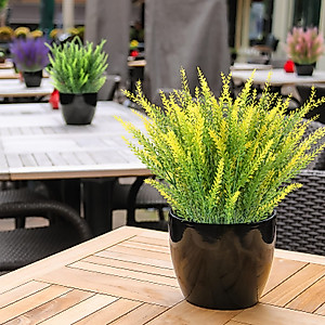 ZEOSTARO Artificial Lavender Flowers 12 Bundles Outdoor UV Resistant Fake Flowers No Fade Faux Plastic Plants Garden Porch Window Box Decorating (Yellow)