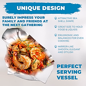 CIRAVI Stainless Steel Oyster Shells - 6 Piece Reusable Set - Flat Bottomed Shells - For Grilling or Cooking - Great for All Kinds of Seafood