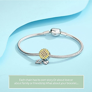 MUERDOU Sunflower Charm fit Charms Bracelets Necklaces AAA Zircon Paved Gold Plated Charm Birthday Gifts for Women