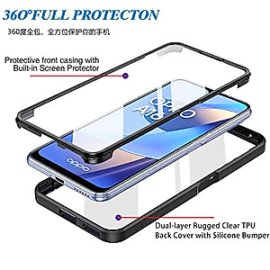 Ysnzaq Full Surround Clear Phone Case for Oppo A16 6.52", Soft TPU Screen Shockproof Protection with Wireless Charging Phone Cover for Oppo A16 QB Purple