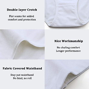 wirarpa Women's Cotton Underwear Panties High Waisted Full Briefs 4 Pack Ladies No Muffin Underpants White X-Large