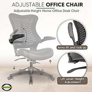 Officefactor Ergonomic Breathable Mesh Chair with Flip-up Armrests, Lumbar Support Executive Rolling Swivel Task Computer Office Chair or Home Desk Chair (Black MESH)