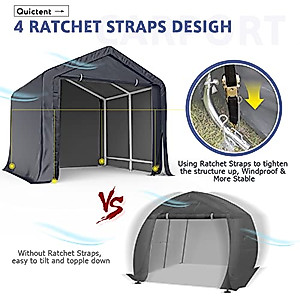 Quictent 7x12ft Heavy Duty Outdoor Storage Shed Portable Garage Shelter Motorcycle Shelter Storage Shelter Outdoor Shed for Patio Furniture, Lawn Mower, and Bike Storage-Dark Gray