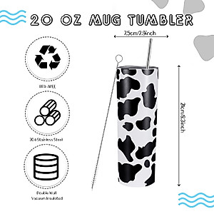 Uiifan 6 Pcs Cow Gifts for Women 20 oz Stainless Steel Tumbler Throw Blanket Sock Birthday Gifts for Animal Lover(Black Cow)