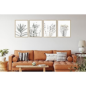 Herzii Botanical Plant Wall Art Prints- Sets Of 4 (8x10 ) Unframed Wall Decor- Pictures Minimalist Wall Art Photo - Nordic Style Eucalyptus And Lavander Leaf Prints-Modern Art Boho Print Decor - Farmhouse, Kitchen, Bedroom Wall Decor
