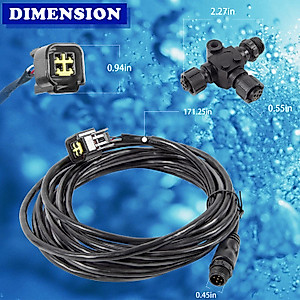 Replace for Yamaha Engine Interface Cable 000-0120-37, 3004.6865 NMEA 2000 Cable Connector and T Connector for Yamaha Outboard 2006-2023（4.5m/15ft）
