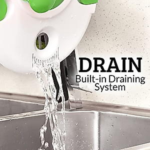 Zulay Kitchen Salad Spinner Large 5L Capacity - Manual Lettuce Spinner With Secure Lid Lock & Rotary Handle - Easy To Use Salad Spinners With Bowl, Colander & Built-in Draining System (Green)