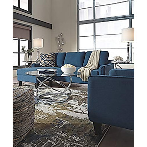 Signature Design by Ashley Jarreau Sofa Chaise Sleeper Chofa with Pull-Out Cushion, Blue