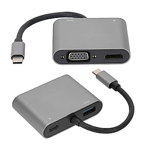 Shipenophy Type-C Hub Stable Operation 4-in-1 USB 3.0/3.1 Specifications Silver Durable Type‑C Adapter for PC Laptop Computer