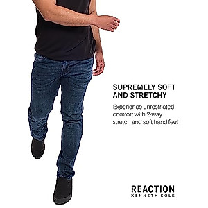 Kenneth Cole REACTION Mens Jeans Slim Fit - 2-Way Stretch Denim Jeans for Men Slim Fit - Mens Blue Jeans 5-Pocket (Jay, 40x30)
