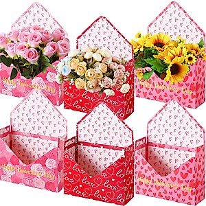 Noveread 18 Pcs Valentine's Day Flower Boxes for Arrangements Floral Envelope Boxes Bouquet Box 9 x 13 x 3 Inch 3 Styles Flower Arrangement Paper Box Valentine's Day for Wedding Party Valentine's Day