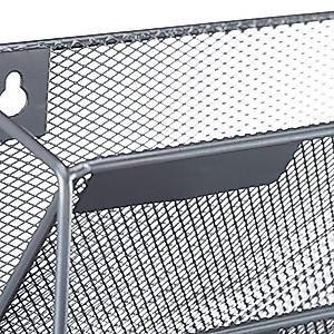 Relaxdays Wall Mount Magazine Rack, 10.5 x 32.5 x 40.5 cm, Silver