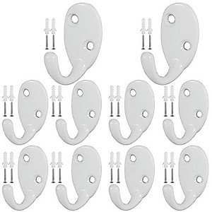 WEBI Coat Hooks Wall Mounted Robe Hooks Wall Hooks for Towel Closet Clothes Rail,10 Packs,White,XZG-WHT
