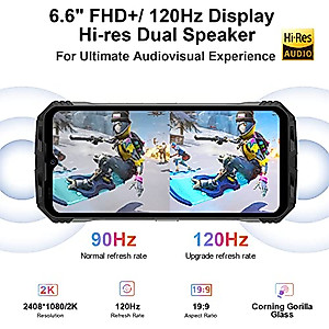 DOOGEE V30 Rugged Smartphone(2023), eSIM Dual 5G 15GB+256GB Rugged Phone Unlocked, 6.6" FHD+ /120Hz Rugged Cell Phone, Dual Hi-Res Speakers, Android 12, 108MP Triple Camera, Night Vision, NFC, OTG