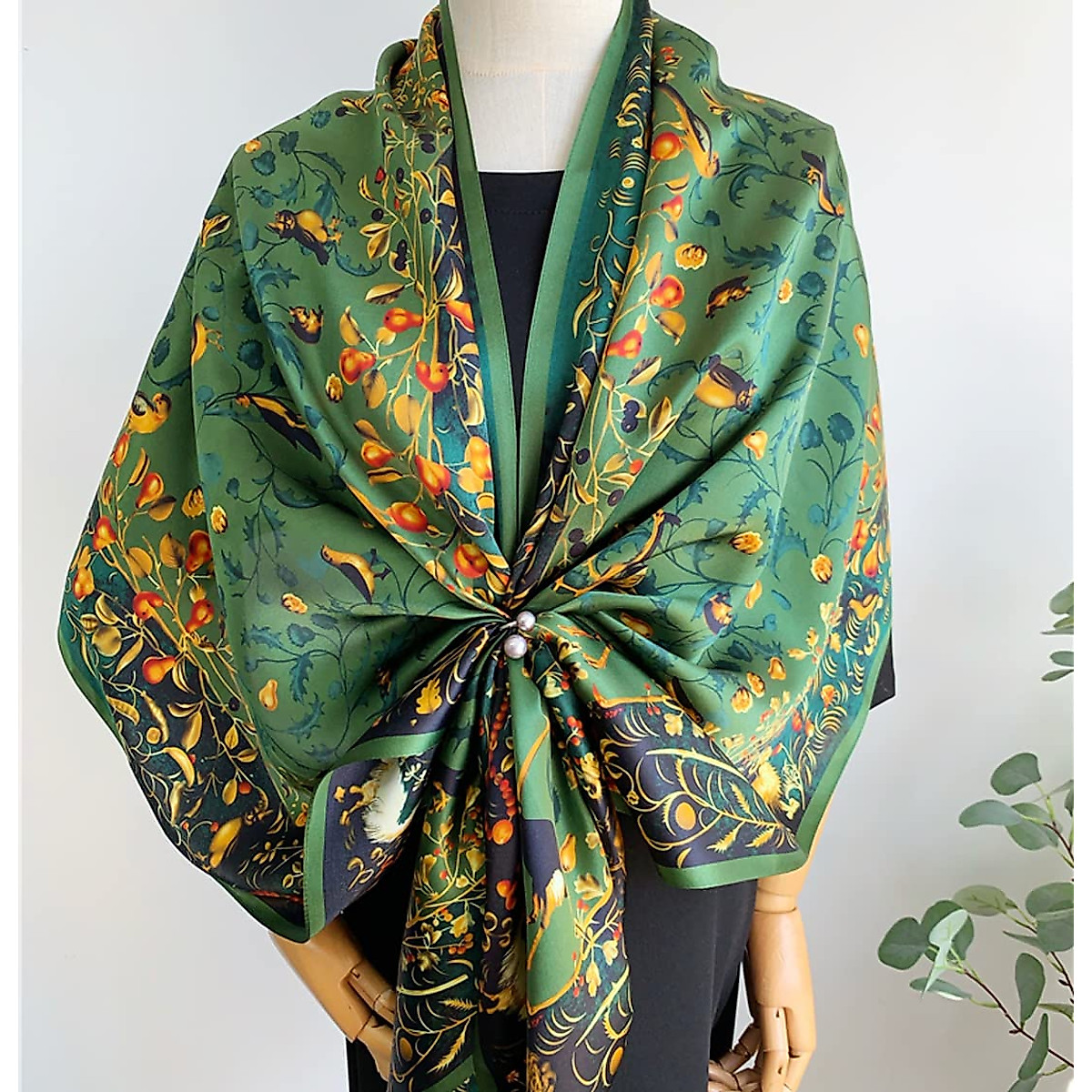 SUNMISILK 100% Mulberry Silk Scarfs for Women Floral Print Satin Long Scarf for Headscarf Hair Wraps Shawl with Gift Packed (Lxsl04)