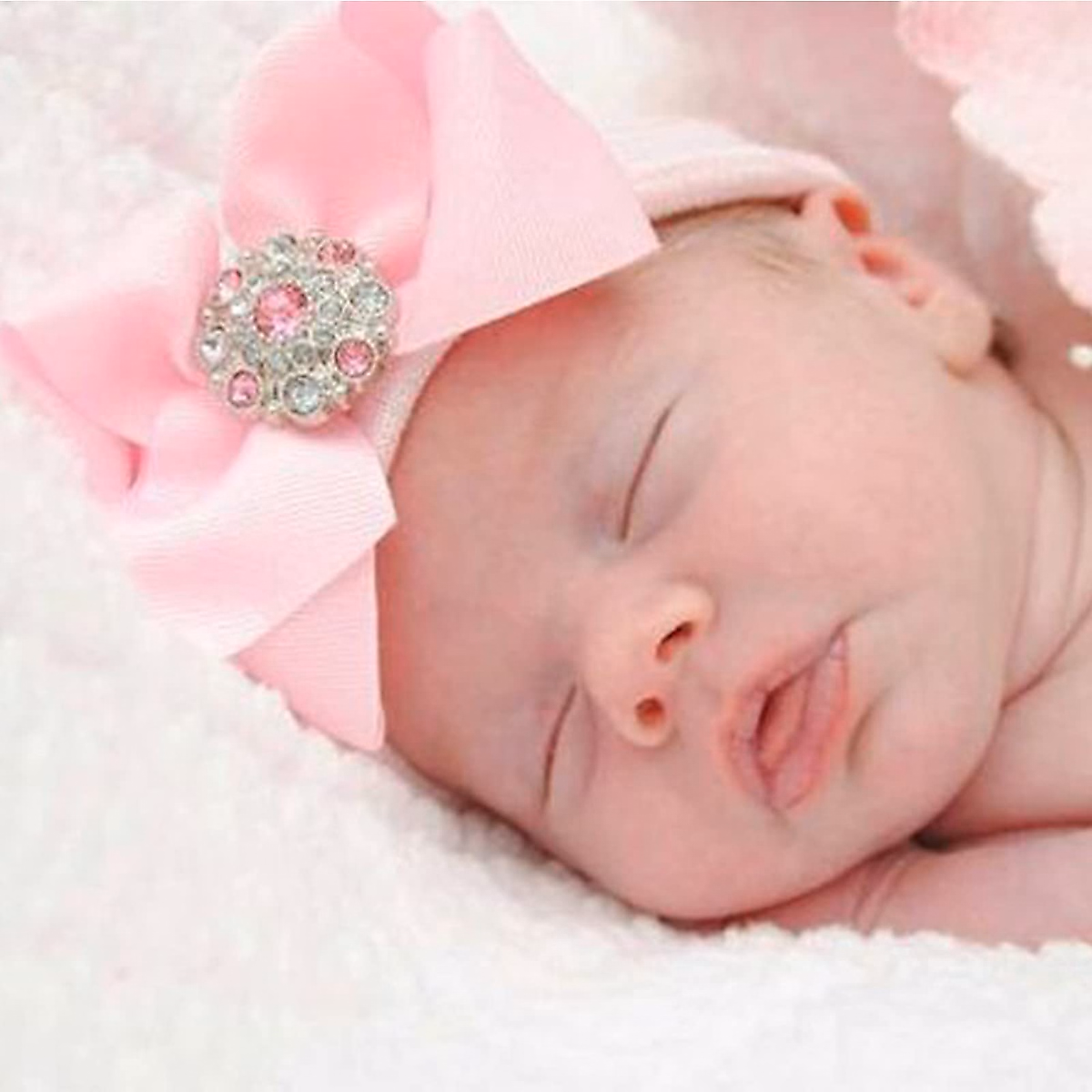 DRESHOW BQUBO Newborn Hospital Hat Infant Baby Hat Cap with Big Bow Soft Cute Knot Nursery Beanie