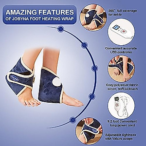 JOBYNA 2 Pack Heated Ankle Wrap for Ankle Pain Relief, 86℉-158℉ & Auto Shut Off, Electric Ankle Warmers for Achilles Tendonitis Relief, Plantar Fasciitis Relief, Sprained Ankles and Heels