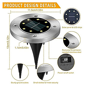 （8 Pack） Solar Ground Lights, 8LED Solar Powered Disk Lights Outdoor Waterproof Garden Light ，Landscape ，Lighting for， Yard Deck，Lawn，Patio Pathway，Walkway (White,Warm Colors，Color) (Multi-Colored)