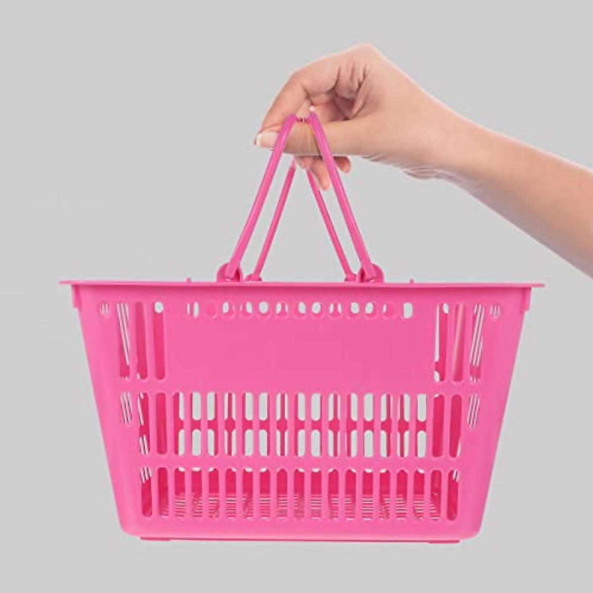 POPETPOP Shopping Basket, Grocery Baskets With Handles, Shelf Baskets, Merchandise Storage Basket Stackable Basket Set with Handles for Shop Home Storage, Shopping Baskets for Retail Store