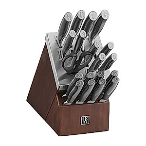 HENCKELS Graphite 20-pc Self-Sharpening Knife Set with Block, Chef Knife, Paring Knife, Utility Knife, Bread Knife, Steak Knife, Brown, Stainless Steel