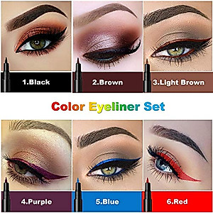 AWCCXMYM 12 Colors Liquid Eyeliner Colorful Set,Red Pink Green Blue White Eyeliner Liquid,Matte Eye Liner Pen Long Lasting Waterproof Eyeliner Pencil Colored Eyeliner Pen