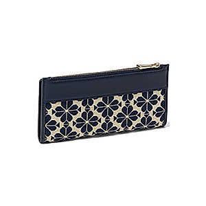 Kate Spade New York Spade Flower Jacquard Zip Slim Wallet Blue Multicolor 1 One Size