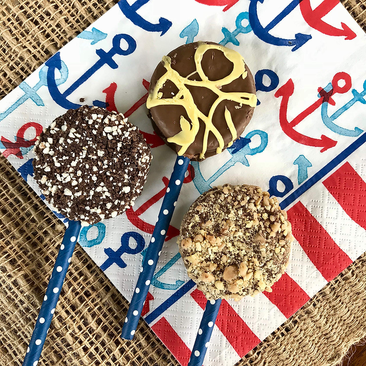 Paper Straws - Navy Blue and White - Stripe Chevron Polka Dot - 7.75 Inches - 100 Pack - Outside the Box Papers Brand