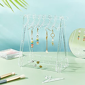 PH PandaHall Earring Holder Stand, Cloth-horse Shape Jewelry Display 52 Holes Dangle Earring Hanging Organizer Acrylic Ear Studs Display Rack for Retail Show Personal Exhibition, 5.14x3.26x5.9inch