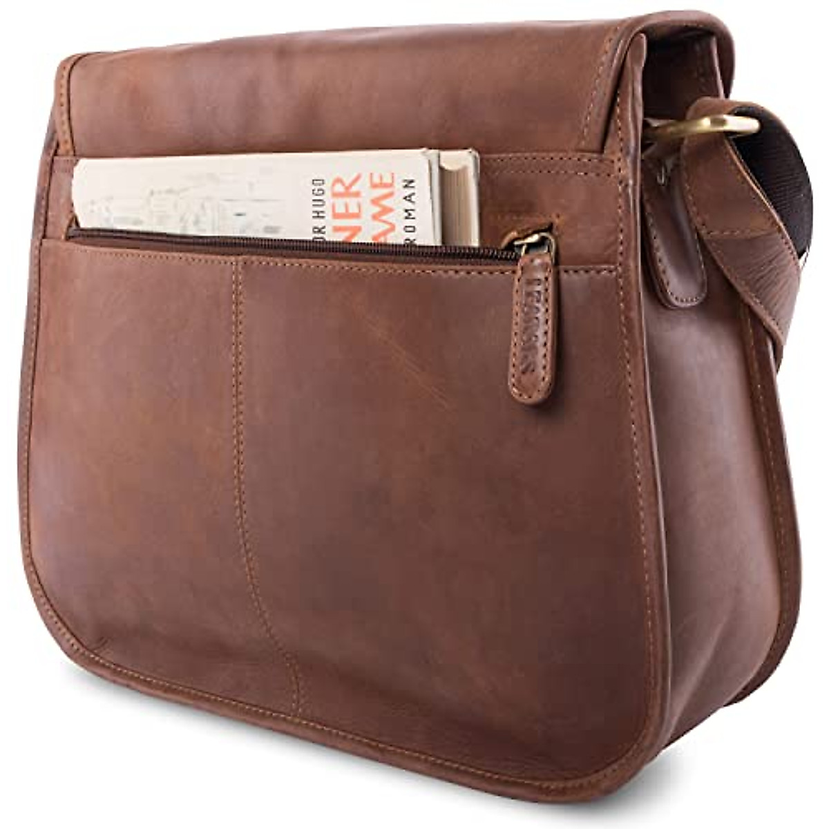 LEABAGS Riyadh Shoulder bag I Genuine buffalo leather handbag I Shoulder bag with vintage look I Leather shoulder handbag