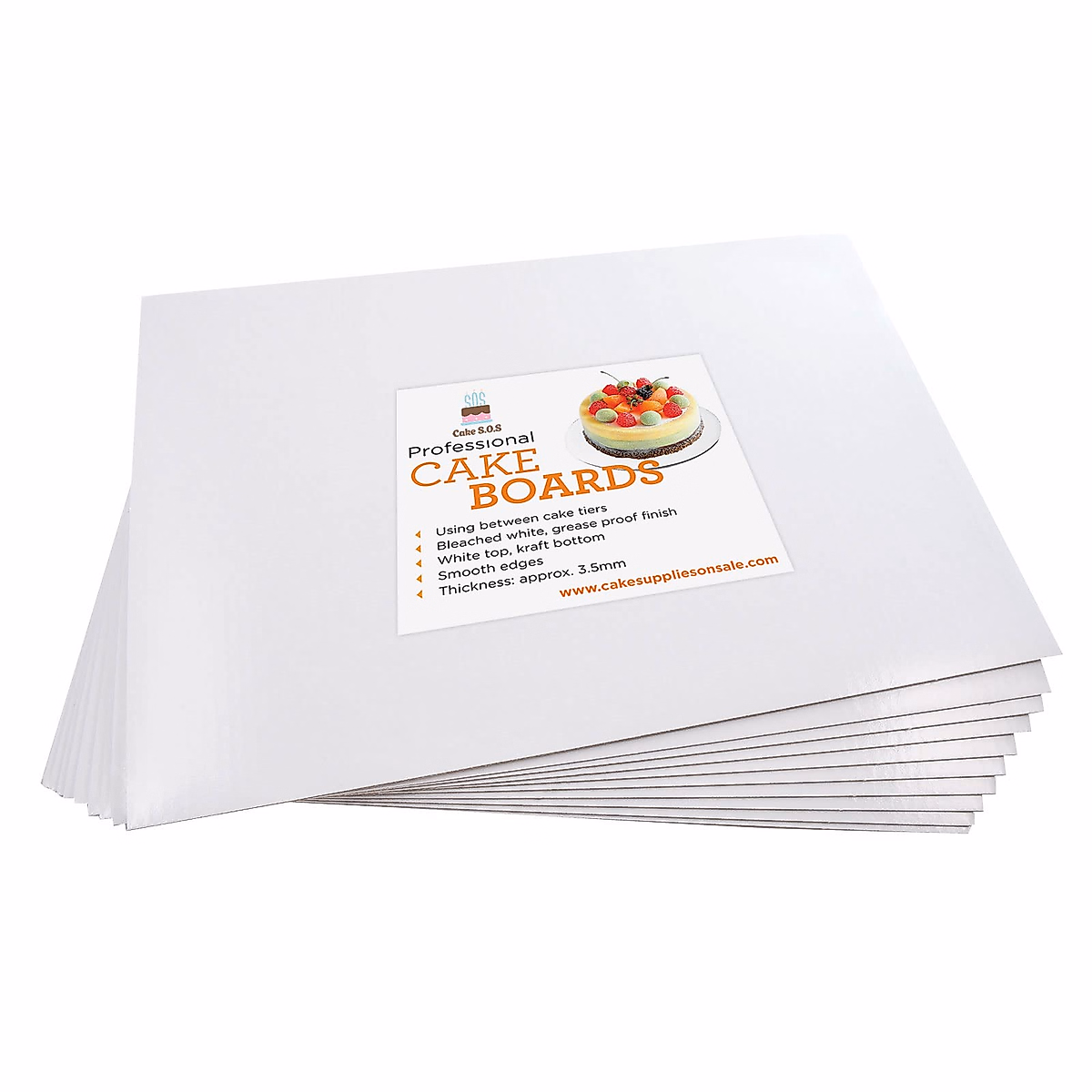 10"x14" Rectangle White, Waxed Greaseproof Finish, Board Cardboard, Sturdy Corrugated CakeBoard, Pack of 25