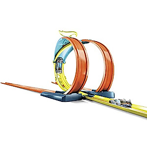 Hot Wheels Track Builder Playset Split Loop Pack & 1 Toy Car in 1:64 Scale, Compatible with Other Hot Wheels Sets
