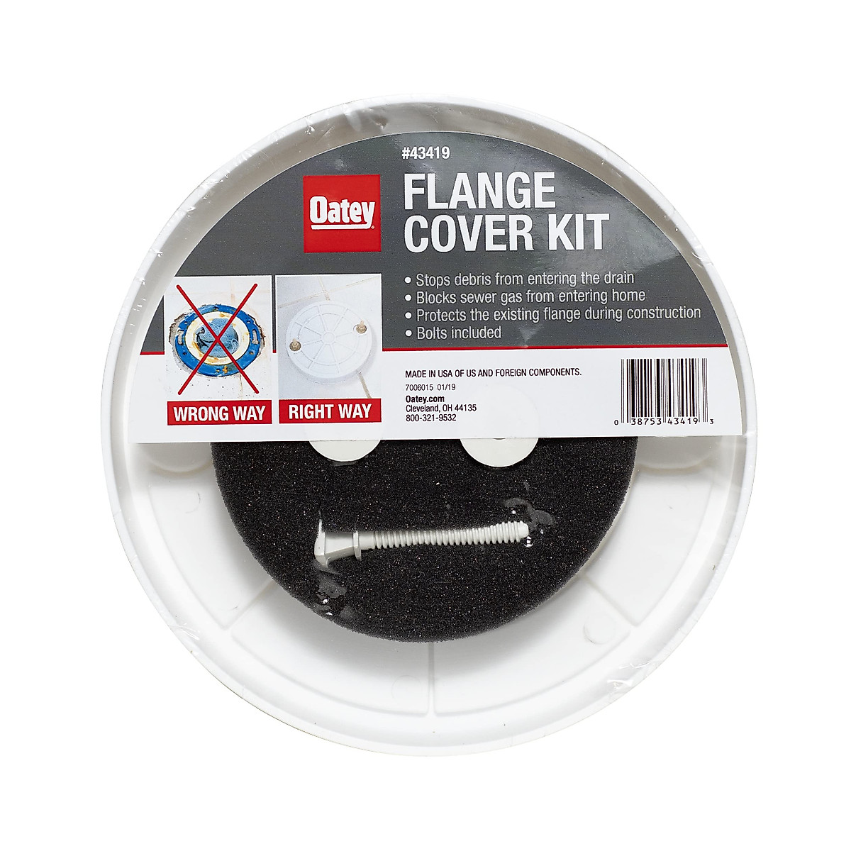Oatey 43419 Flange Cover Kit, White