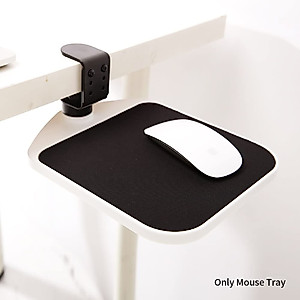 Under-Desk Mouse Tray,Easy Clamp-On Mouse Pad Rotating 360,Clamp on Mouse Platform,Extended Rotating Platform Tray,Slide Out Mouse Tray for Home,Office to Save Space(White)