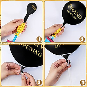 Charniol Large Grand Opening Banner 30 Pieces Latex Balloons Decorations 12 Inch 18 x 118 Retail Store Shop Business Restaurant Banners Flag (Black, Gold)